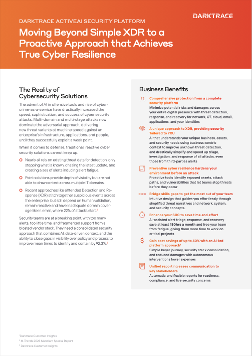 Darktrace ActiveAI Security Platform Solution Brief | Data Sheet | Darktrace Resource